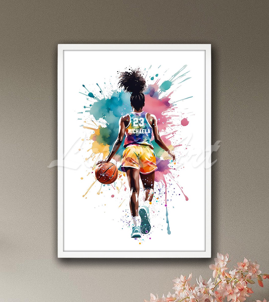 Personalized Girl Basketball Player Watercolor Print: Sports Poster - Etsy