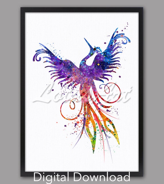 DIGITAL DOWNLOAD Phoenix Wall Art Watercolor Print Nursery Art - Etsy