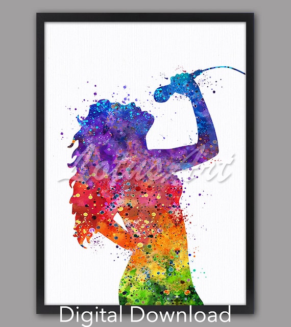 DIGITAL DOWNLOAD Girl Singing Music Studio Poster Watercolor - Etsy