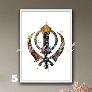 Khanda Symbol Watercolor Wall Art Print Meditation Yoga Studio Gift ...