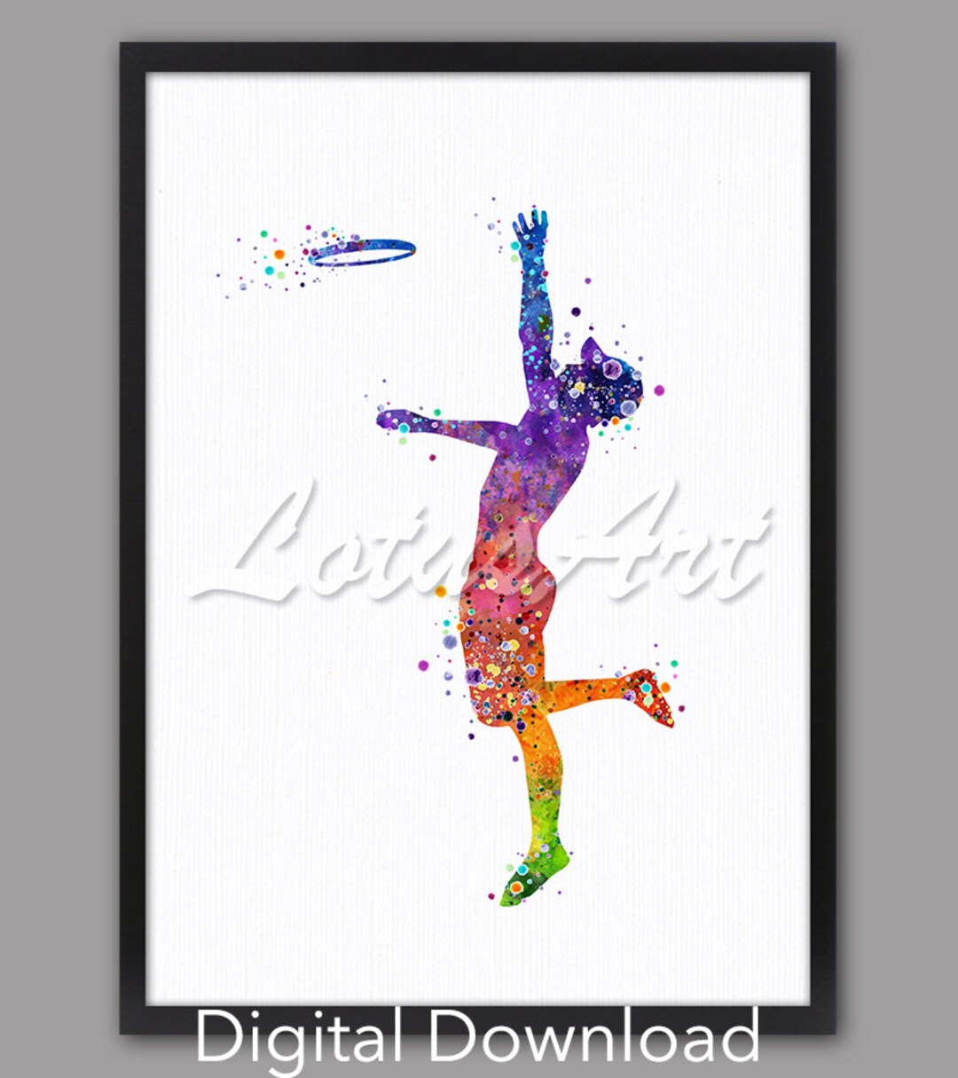 DIGITAL DOWNLOAD Frisbee Ultimate Boy Art Watercolor Painting Canvas ...