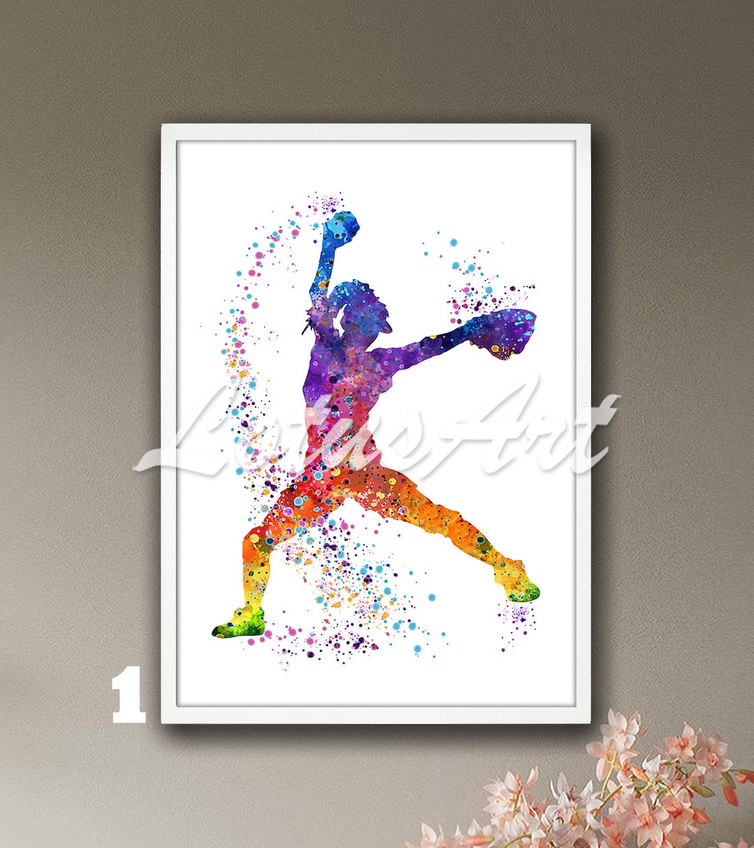 Girl Softball Pitcher Print: Watercolor Sports Nursery Art - Etsy