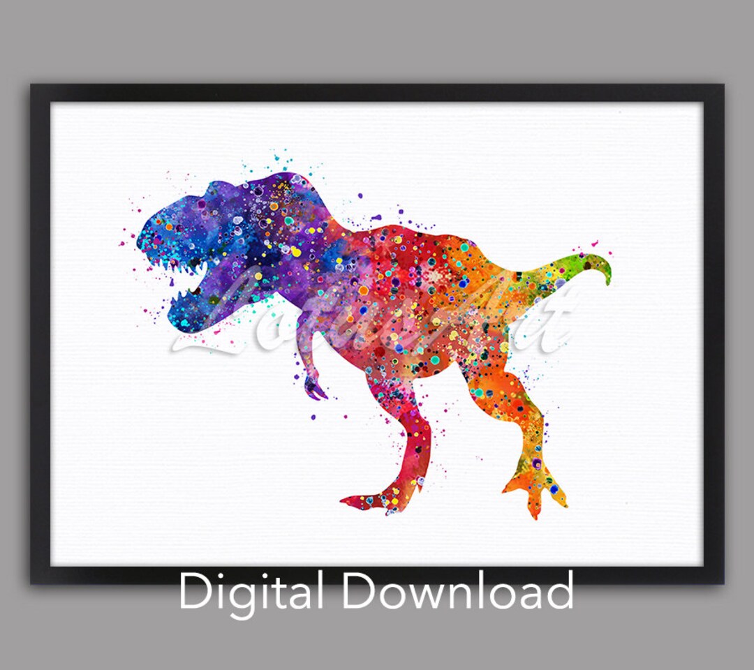 Watercolor T-rex Dinosaur Print: Kids Nursery Decor (digital Download ...