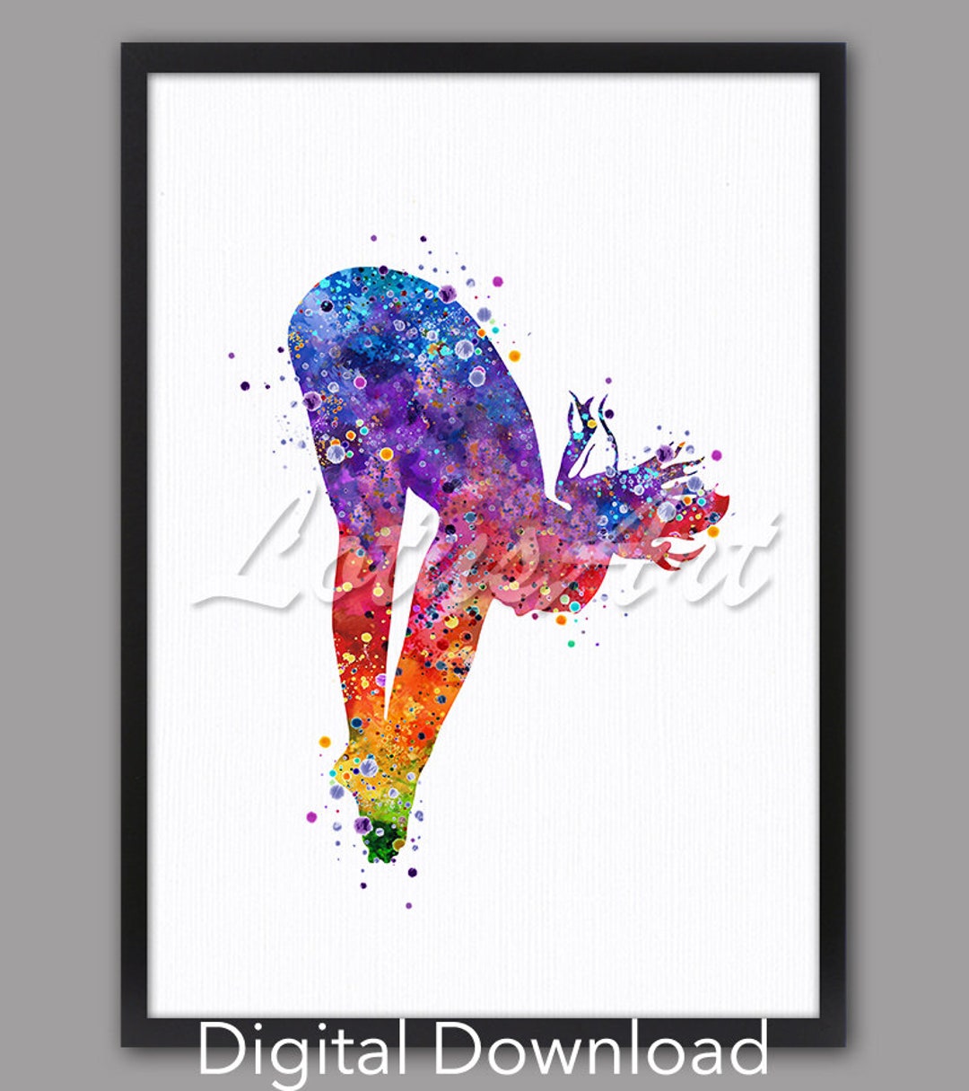 DIGITAL DOWNLOAD Springboard Diving Wall Art Watercolor Print Girl ...