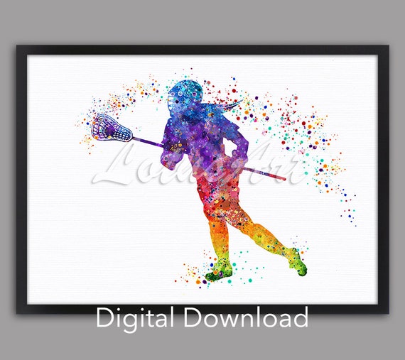DIGITAL DOWNLOAD Girl Lacrosse Art Sports Poster Colorful | Etsy