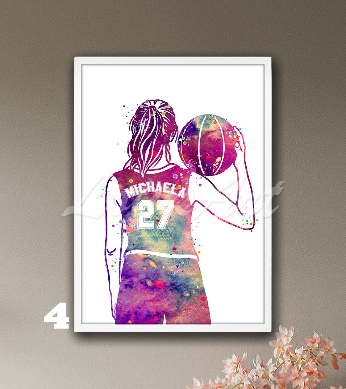 Personalized Girl Basketball Player Watercolor Print: Sports Nursery ...