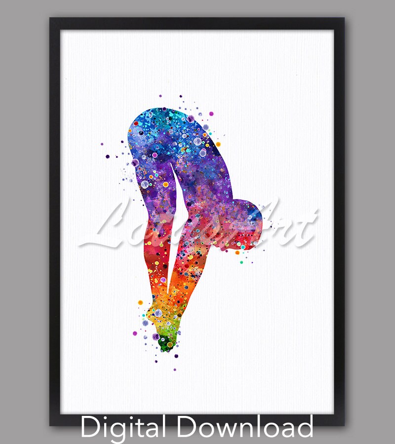 DIGITAL DOWNLOAD Springboard Diving Wall Art Watercolor Print | Etsy