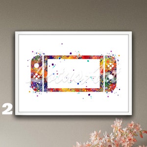 Switch Gaming Controller TV Joystick Wall Art Watercolor Print Kids ...