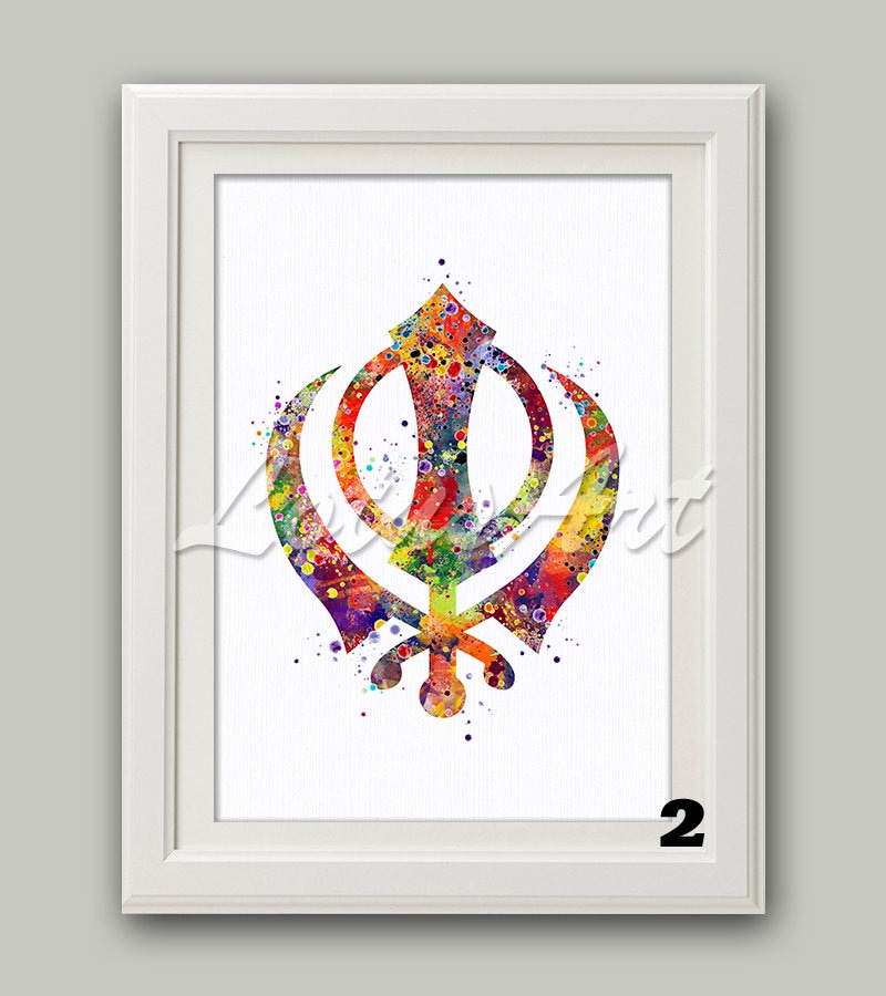 Khanda Symbol Watercolor Wall Art Print Meditation Yoga Studio | Etsy