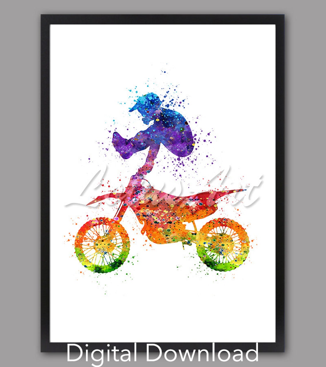 DIGITAL DOWNLOAD Motocross Art Sports Poster Watercolor Dirt - Etsy