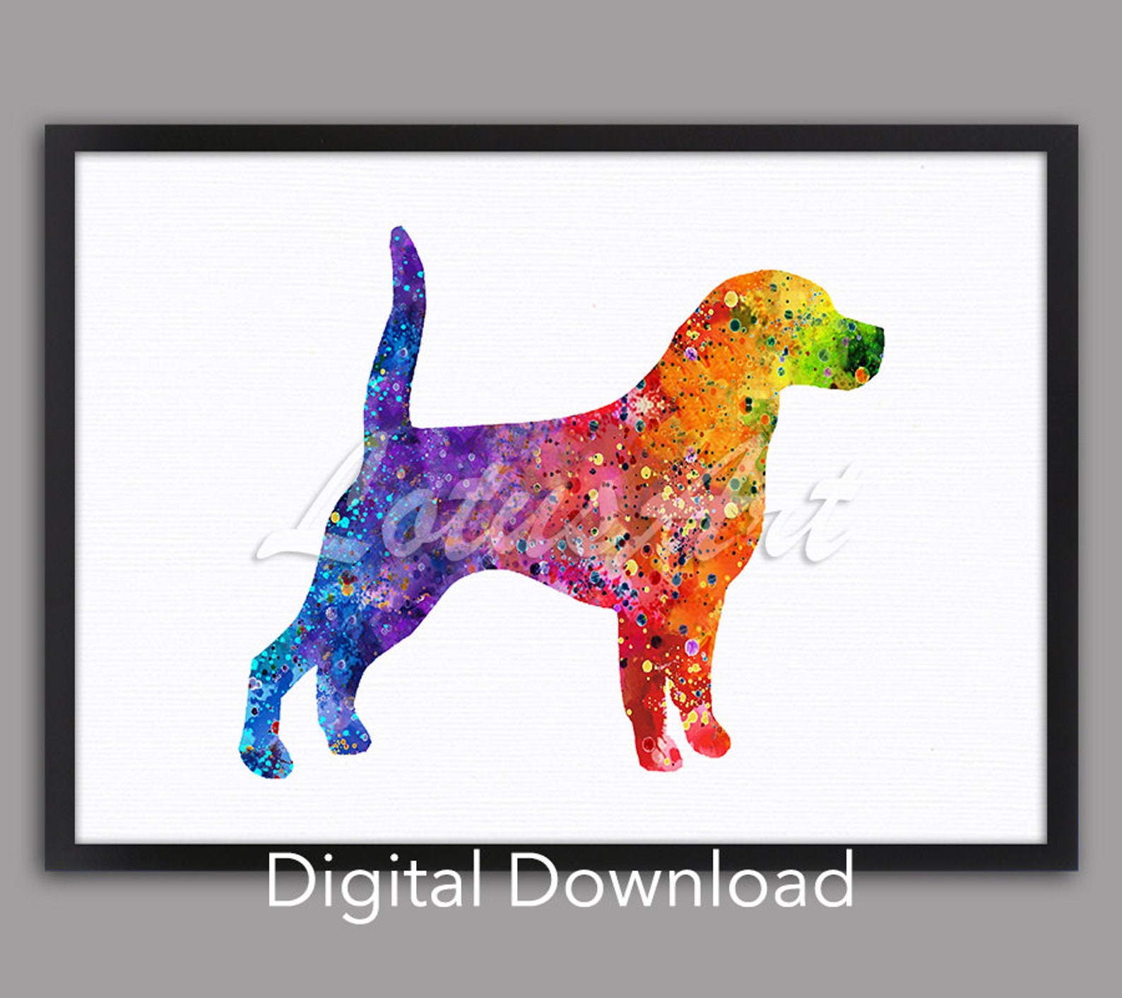 DIGITAL DOWNLOAD Beagle Wall Decor Dog Art Watercolor Print - Etsy