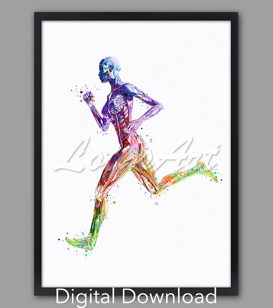 Female Runner Anatomy Watercolor Print: Medical Art (digital Download ...