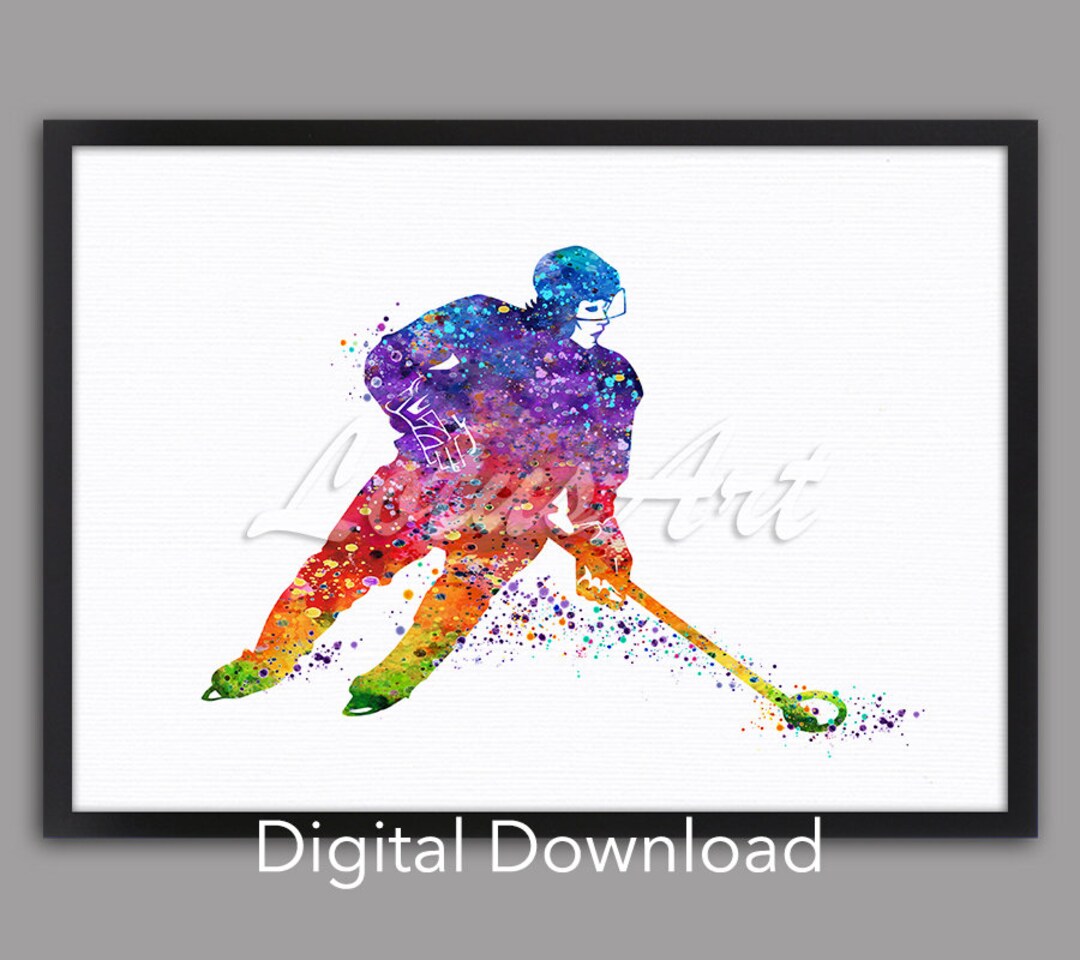DIGITAL DOWNLOAD Girl Ringette Player Watercolor Print Sports Poster ...