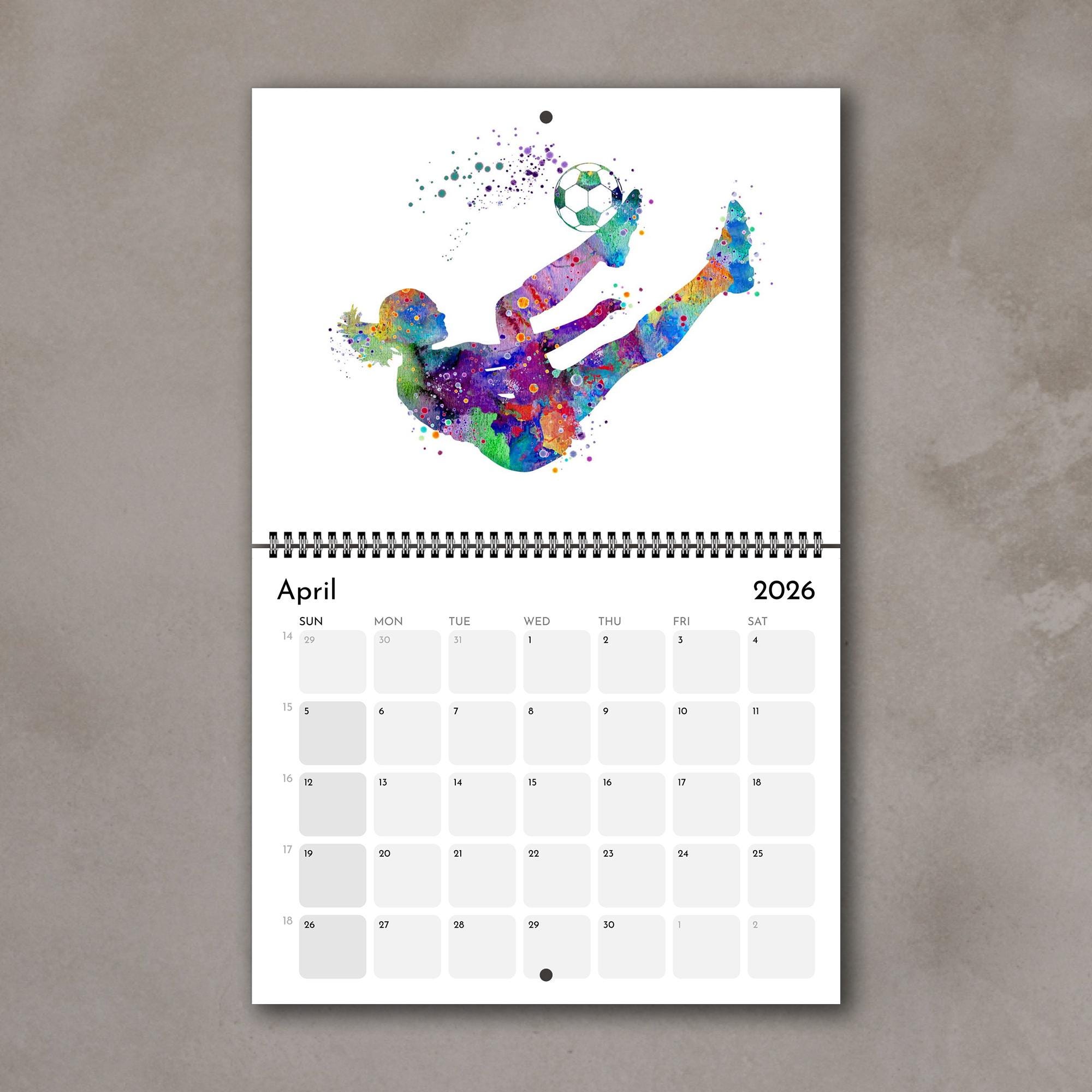 2026 Sports Calendar: Watercolor Athlete Wall Art Planner - Etsy Canada