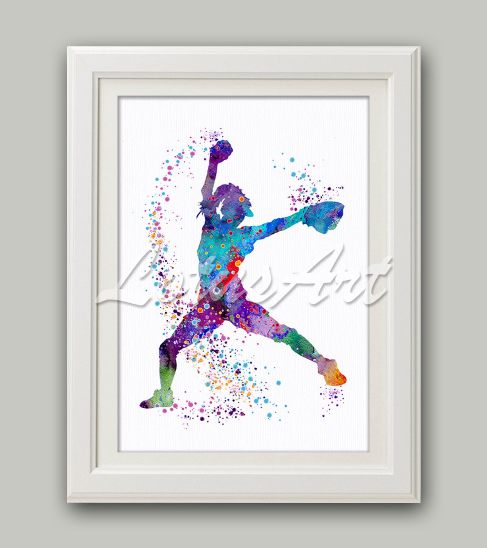 Set of 3 Girl Baseball Softball Watercolor Wall Art Print - Etsy