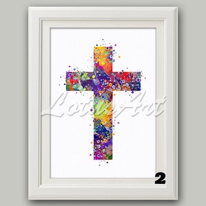 Christian Cross Wall Art Watercolor Print Cross Symbol Home | Etsy