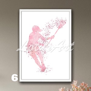 Girl Lacrosse Art Watercolor Print Sports Poster Home Decor Girls Room ...