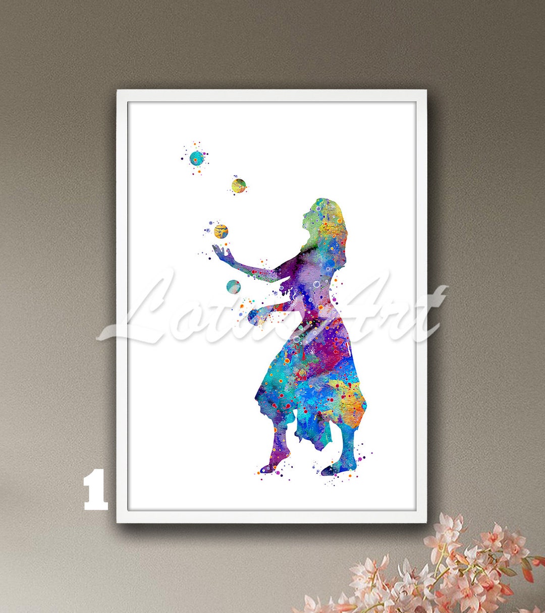 Juggler Girl Watercolor Print: Colorful Nursery Art - Etsy