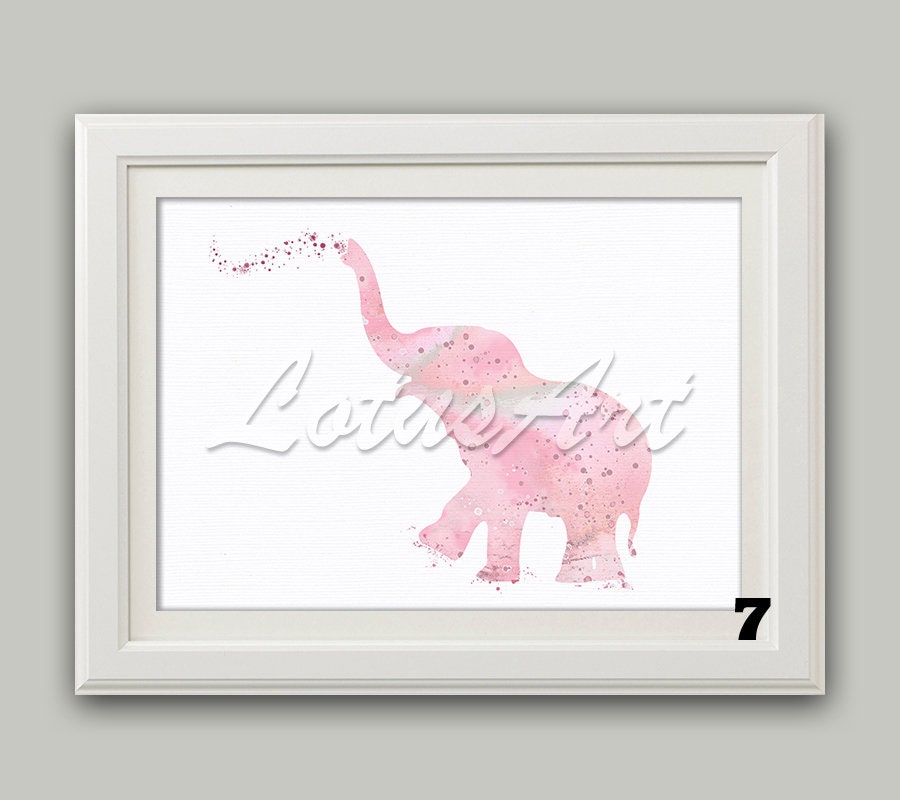 Cute Baby Elephant Wall Art Watercolor Nursery Art Home Decor | Etsy