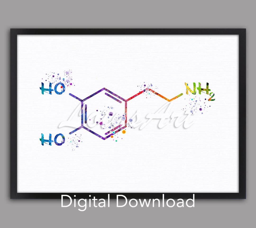 Dopamine Molecule Watercolor Print: Science Art, Chemist Gift (digital ...