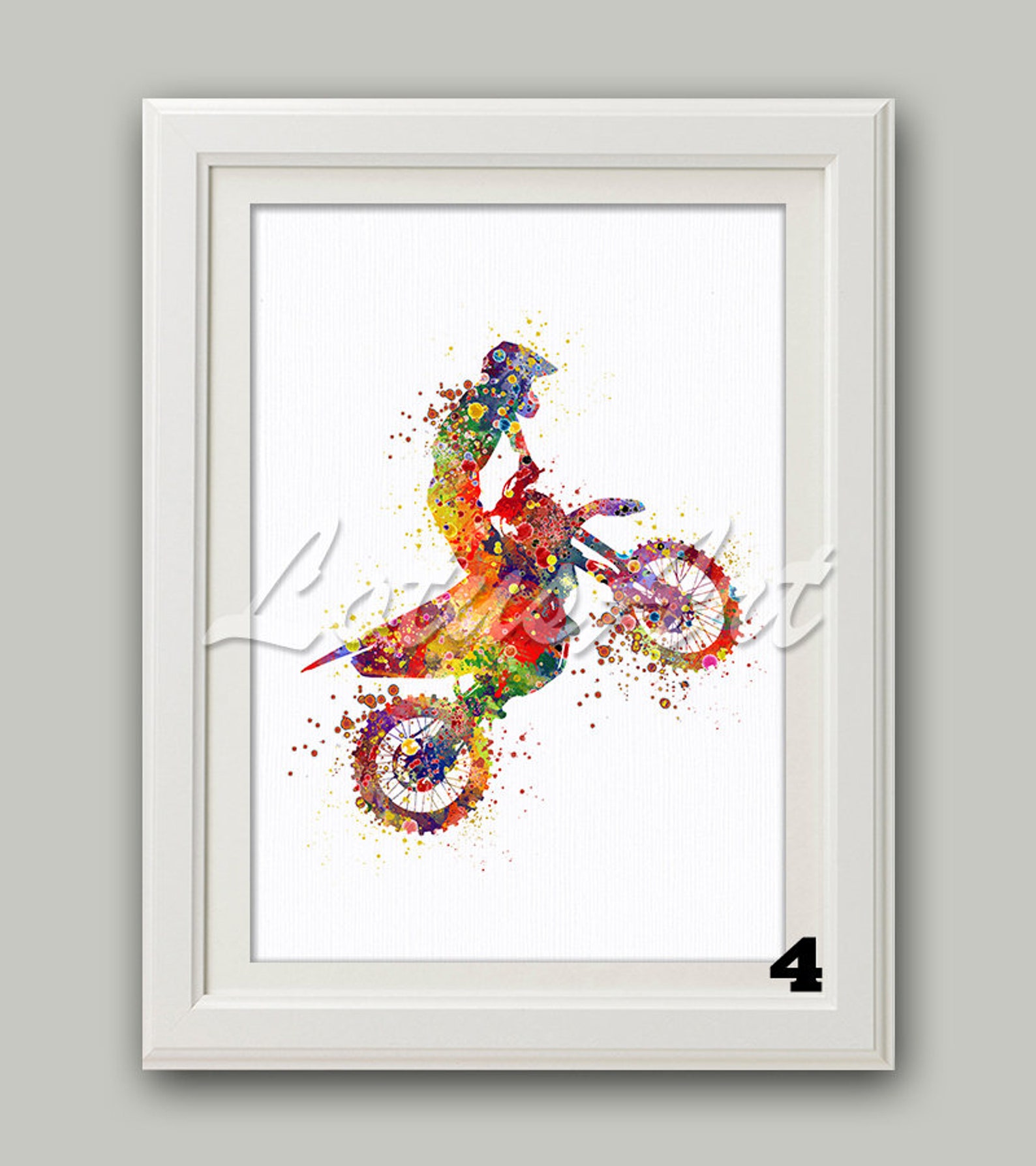 Motocross Wall Art Motorcycle Watercolor Painting Print Sports - Etsy