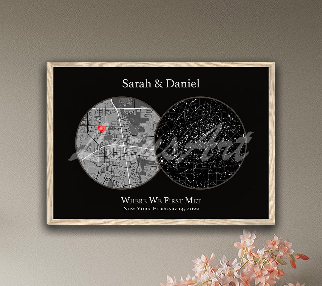 Where We First Met Custom Star Map Wall Art Personalised Print Where It ...