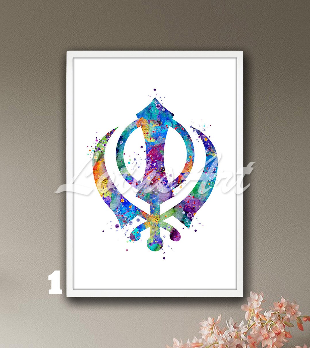 Khanda Symbol Watercolor Wall Art Print Meditation Yoga Studio Gift ...