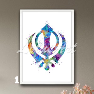 Khanda Symbol Watercolor Print: Sikhism Art, Meditation Gift - Etsy
