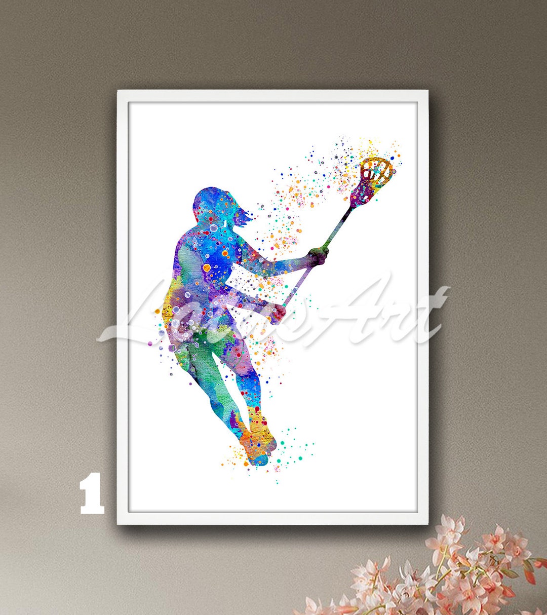 Girl Lacrosse Art Watercolor Print Sports Poster Home Decor Girls Room ...