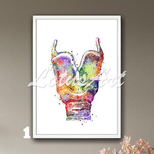 Larynx Anatomy Wall Art Voice Box Medical Framed Print Watercolor ...
