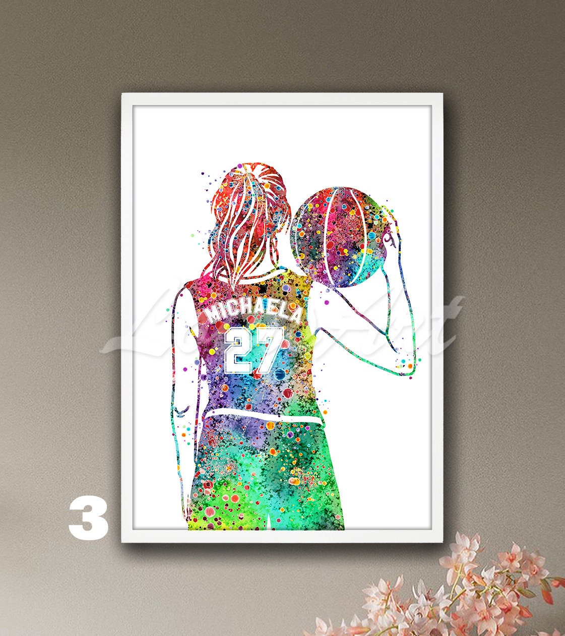 Personalized Girl Basketball Player Watercolor Print: Sports Nursery ...