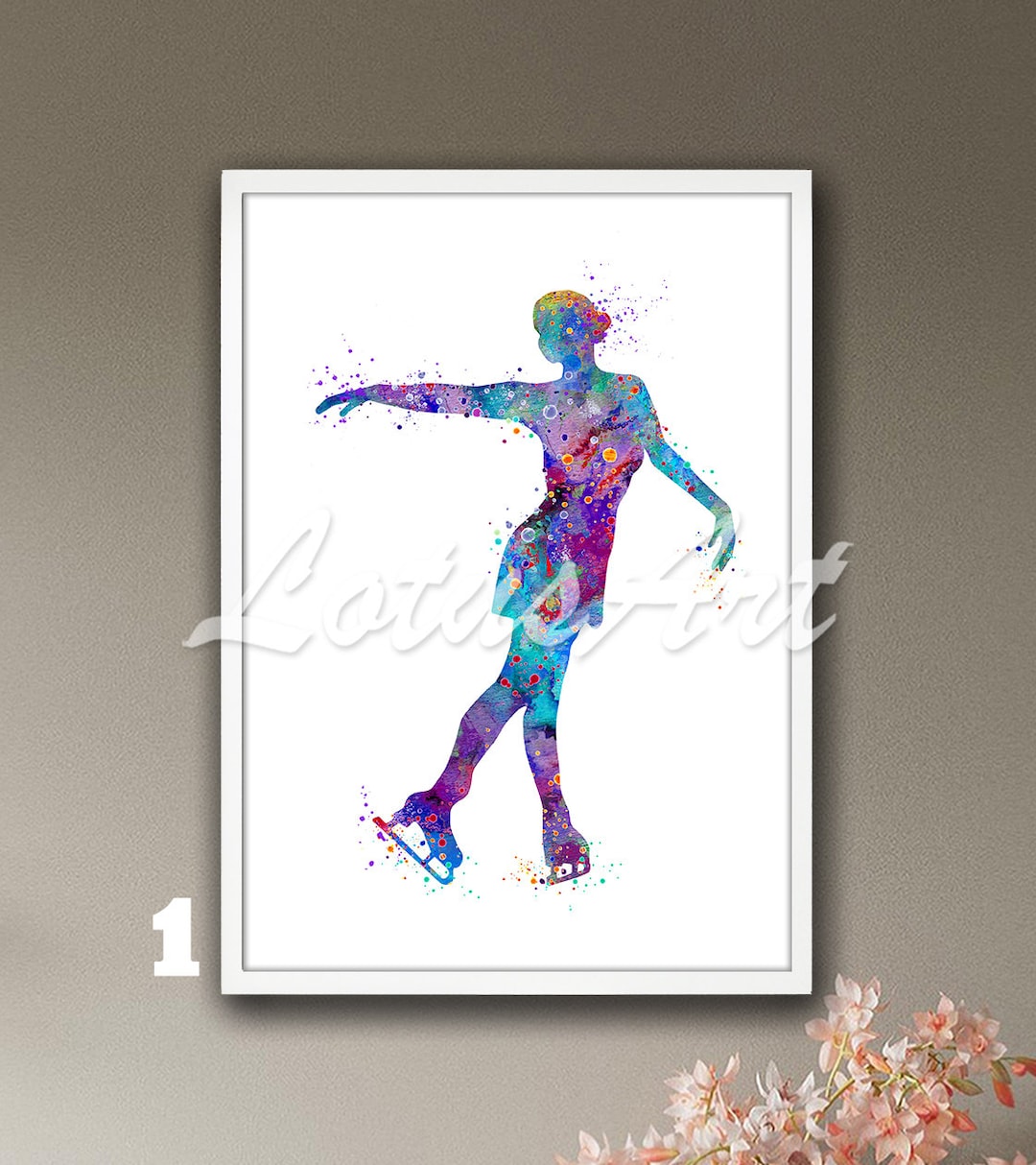 Girl Ice Skating Print | Framed Watercolor Figure Skating Art ...