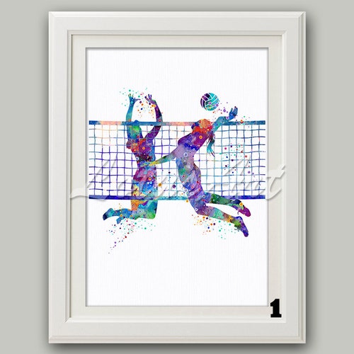 Volleyball Wall Art Watercolor Print Sports Poster Girls Room - Etsy