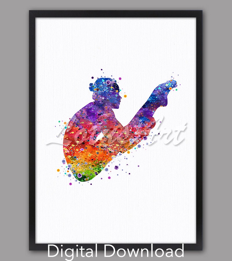 Springboard Diving Girl Watercolor Art Print (digital Download) - Etsy