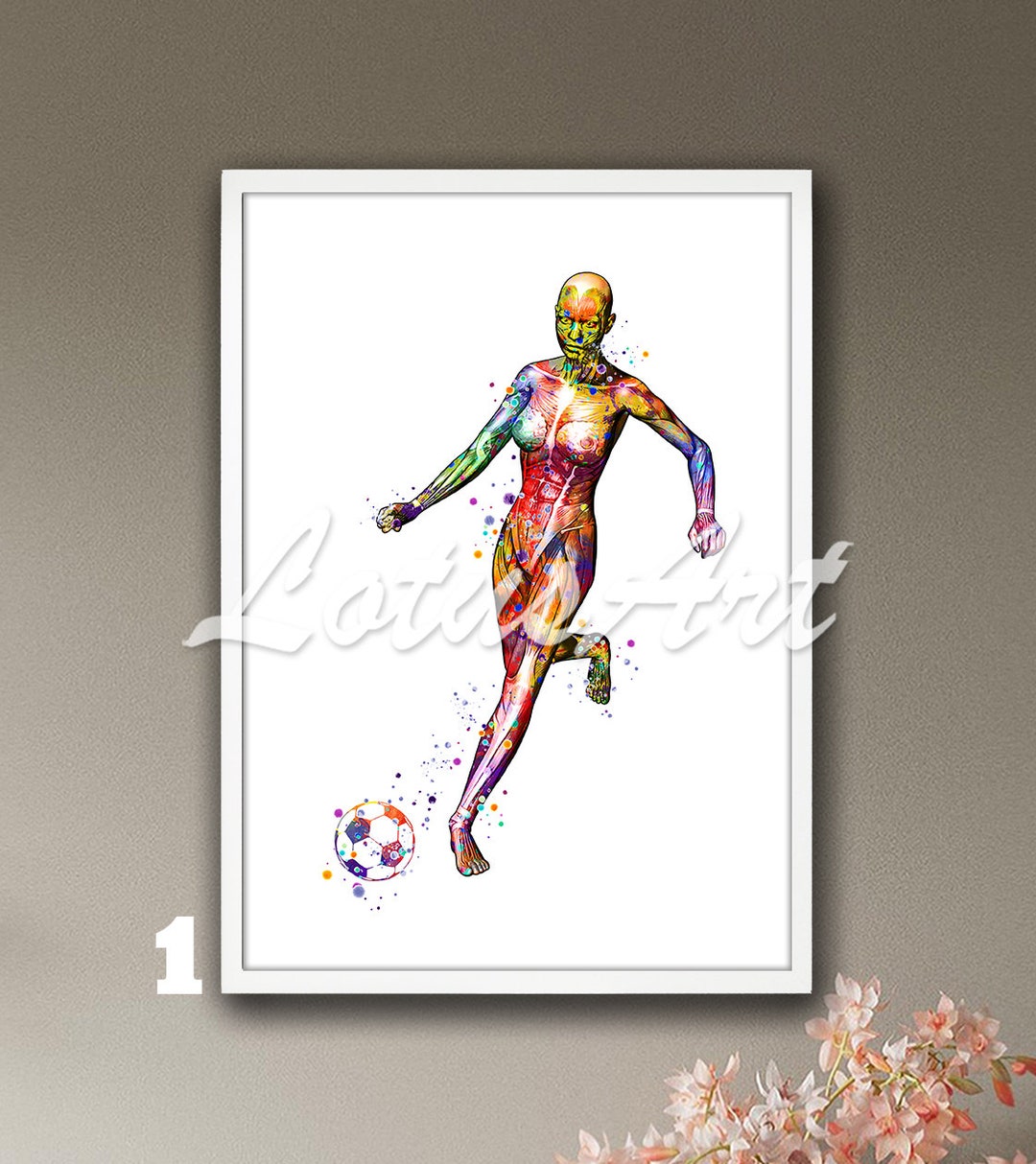 Anatomy Muscles Girl Soccer Wall Art Print Clinic Decor Chiropractor ...