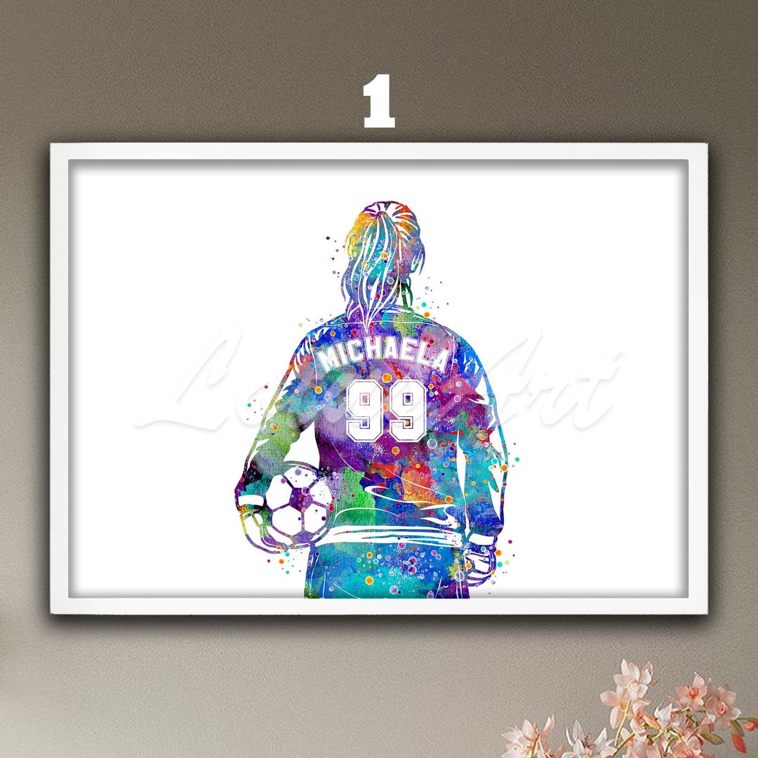 Girl Soccer Goalkeeper Art Female Football Player Watercolor Print ...