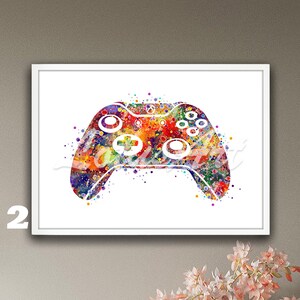 Game Controller Joystick Wall Art Watercolor Print Illustration Boys ...