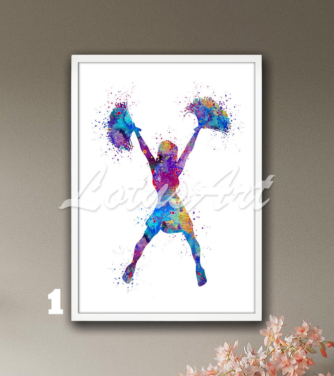 Cheerleading Decor Girl Dancer Watercolor Framed Wall Art Print ...