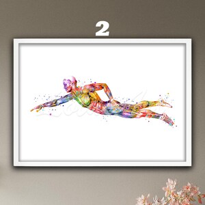 Swimmer Anatomy Muscles Art: Watercolor Muscle Print, Doctor Gift ...