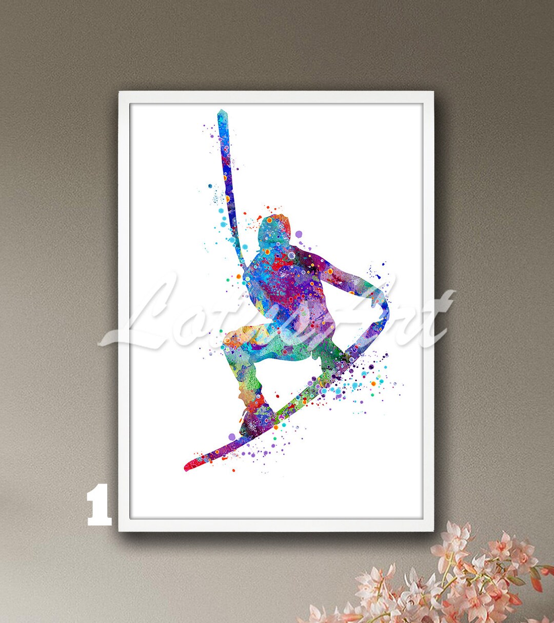 Watercolor Wakeboarding Art Print: Personalized Kids Room Decor - Etsy