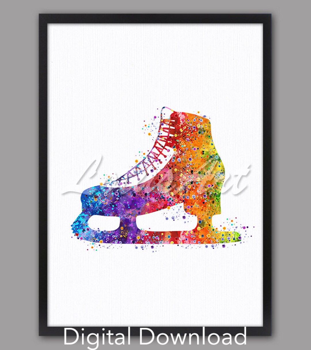 DIGITAL DOWNLOAD Ice Skate Art Watercolor Print Winter Sports Wall Art ...