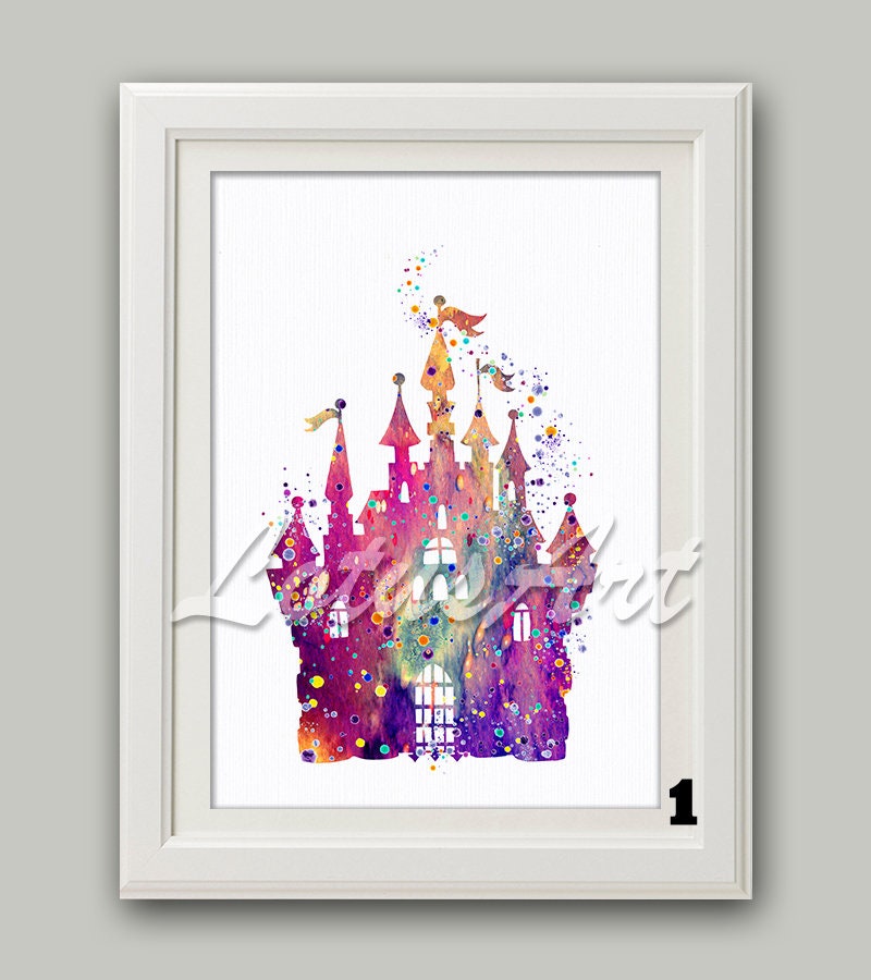 Castle Wall Art Watercolor Print Nursery Princess Castle Art | Etsy