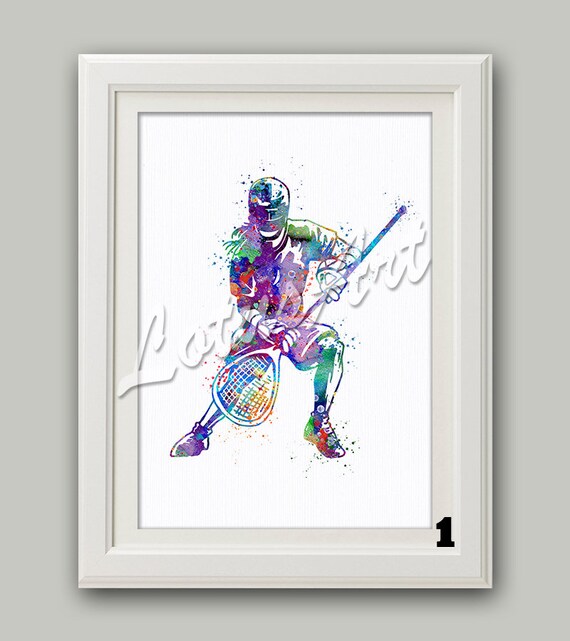 Girl Lacrosse Goalie Wall Art Watercolor Print Sports Nursery | Etsy