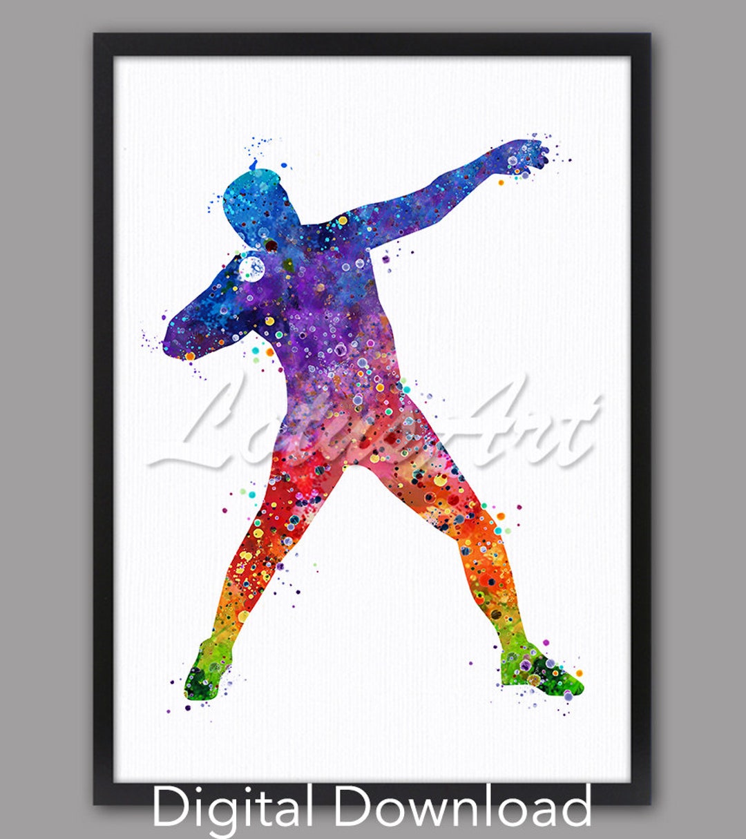 Shot Put Watercolor Print: Sports Poster, Boys Room Decor (digital ...