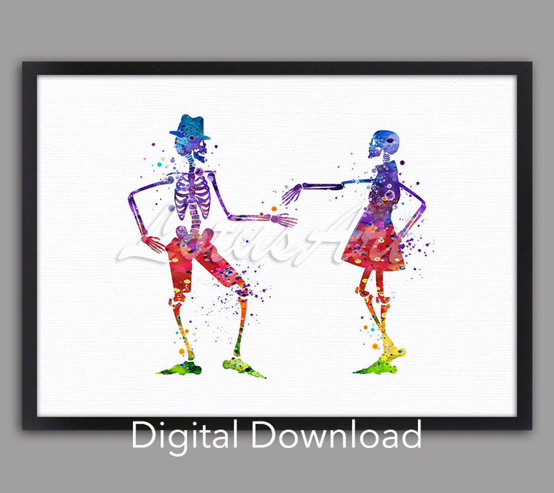DIGITAL DOWNLOAD Human Skeletons Dancing Art Funny Skeleton Anatomy ...