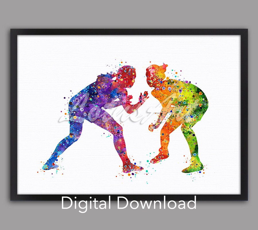 DIGITAL DOWNLOAD Female Wrestling Art Sports Poster Watercolor - Etsy ...