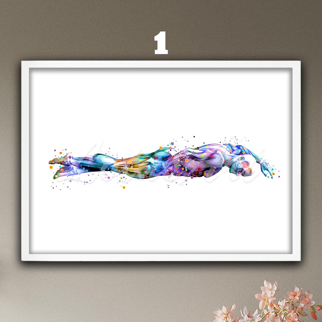 Swimmer Anatomy Muscles Watercolor Art Print Chiropractor Gifts ...