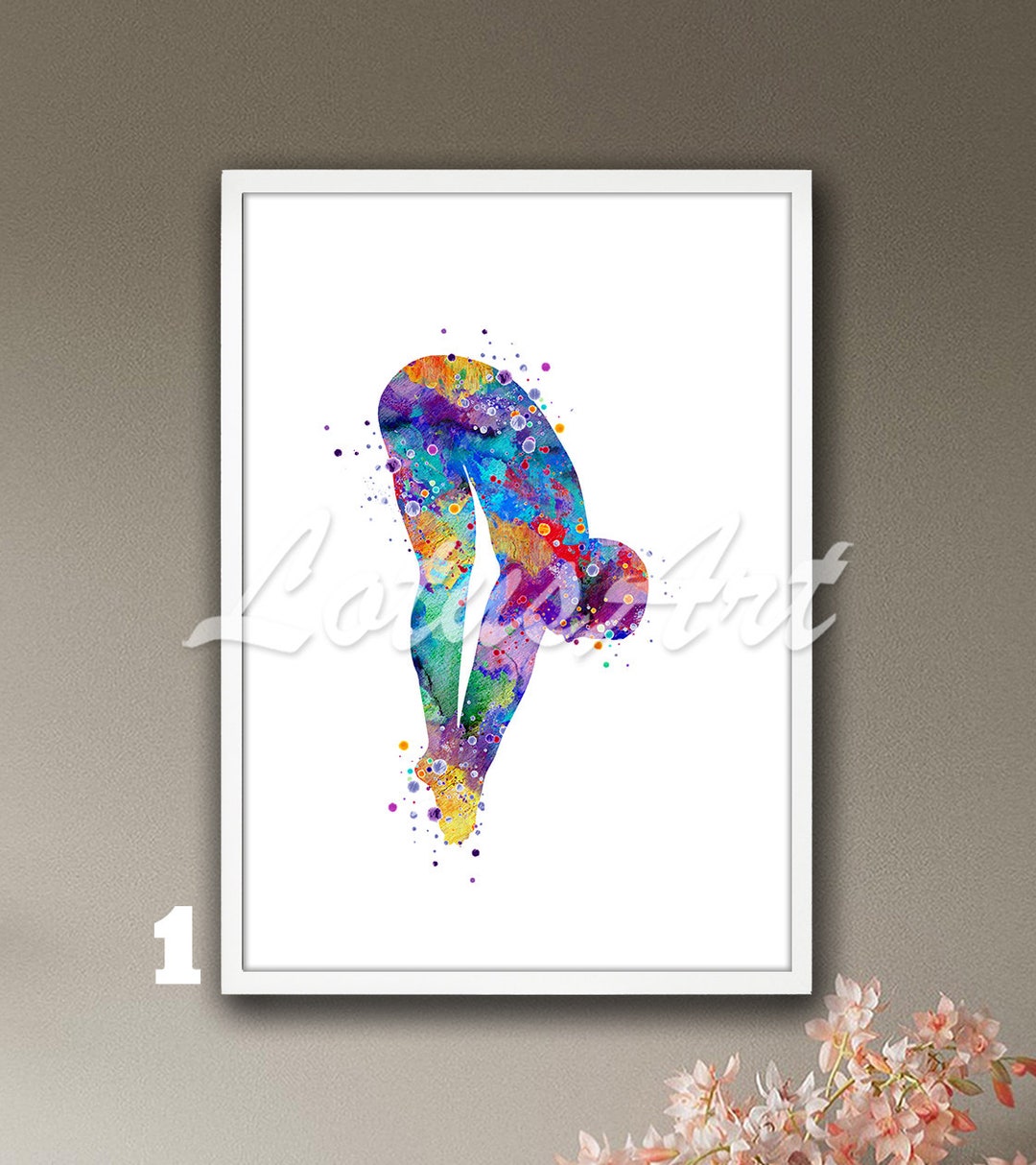 Springboard Diving Watercolor Wall Art Framed Print Boys Room Decor ...