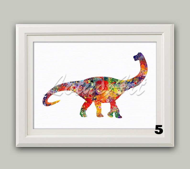 Dinosaur Brachiosaurus Watercolor Wall Art Nursery Art Print | Etsy