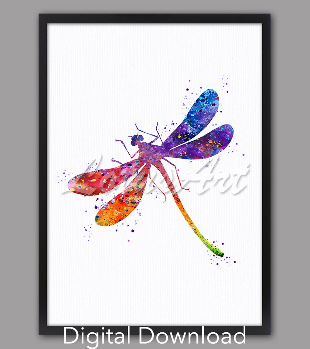 Dragonfly Art Watercolor Print Kids Room Decor Wild Animals Lovers ...